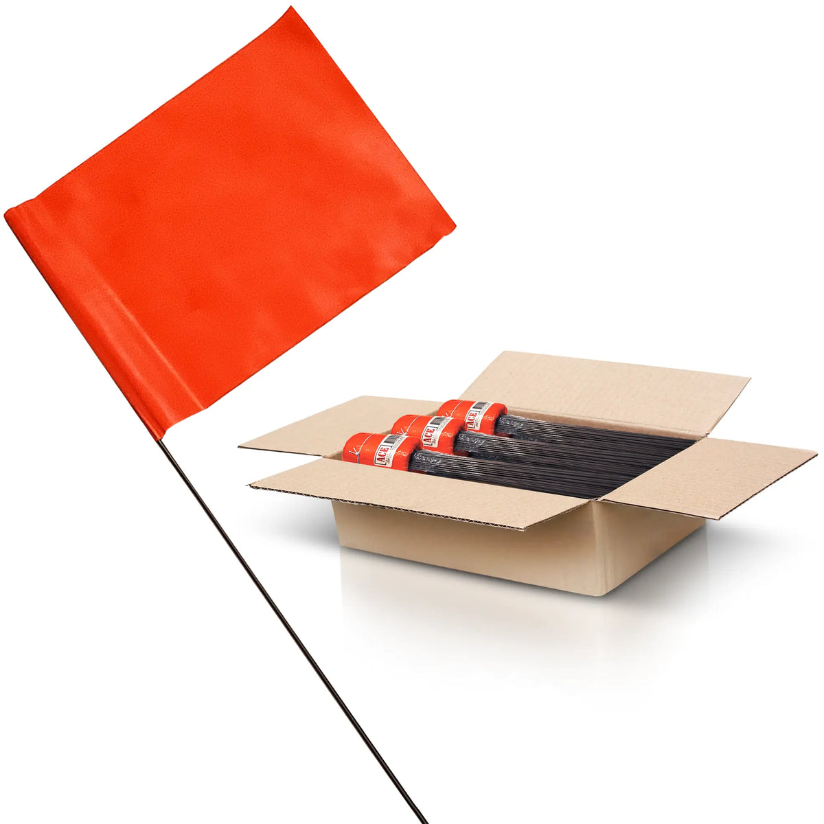 ACE Marking Flags - 1,000 Fluorescent Orange Marking Flags — ACE Supply